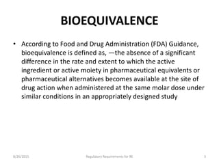 regulatory requirement for bioequivalence | PPTX
