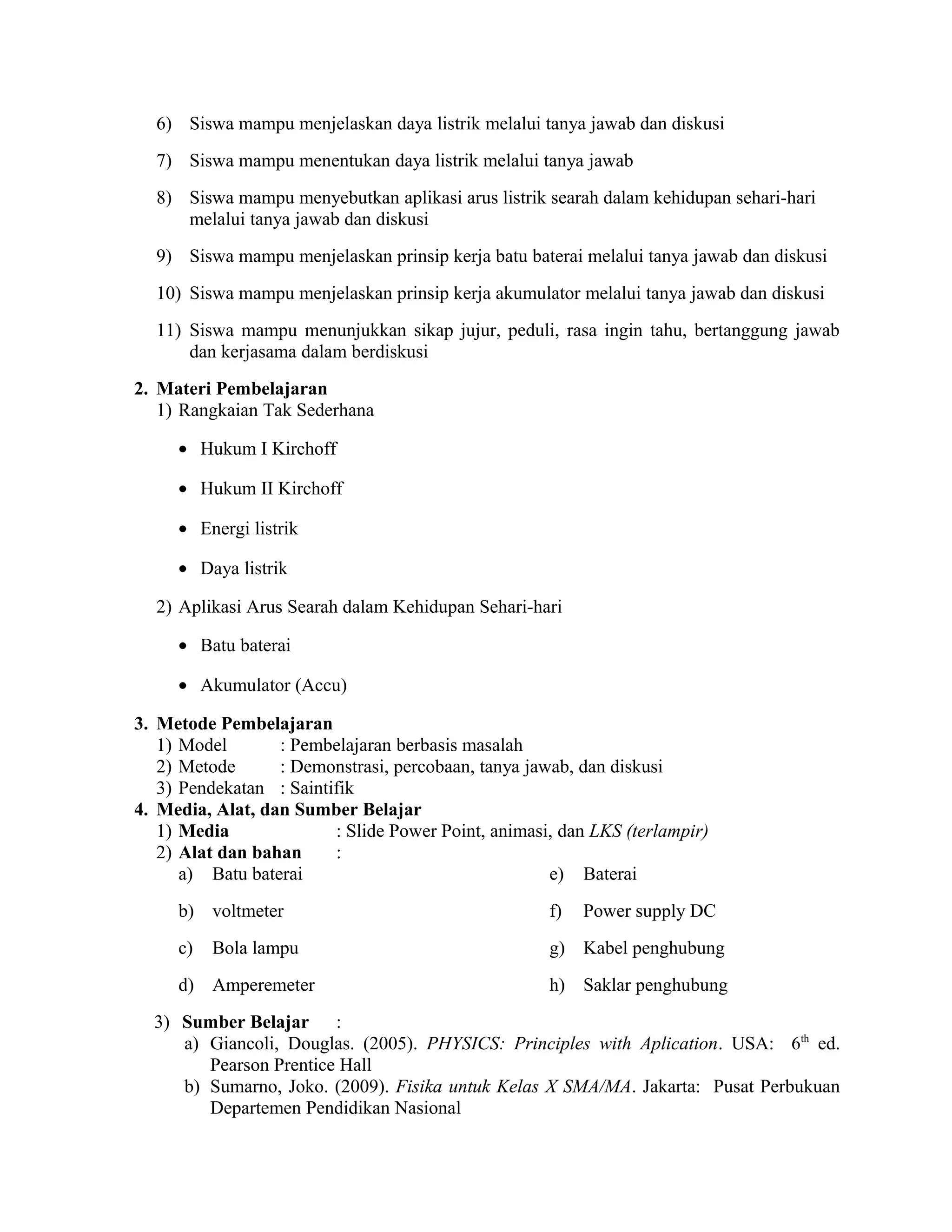 3. sma kelas xii rpp kd 3.2;4.2 rangkaian arus searah (karlina 1308233 ...