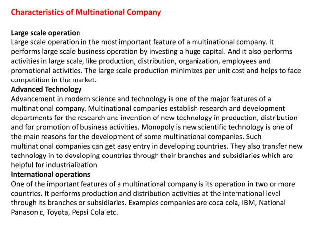 Multinational Corporations (MNCs) | PPTX | Large Business | Business