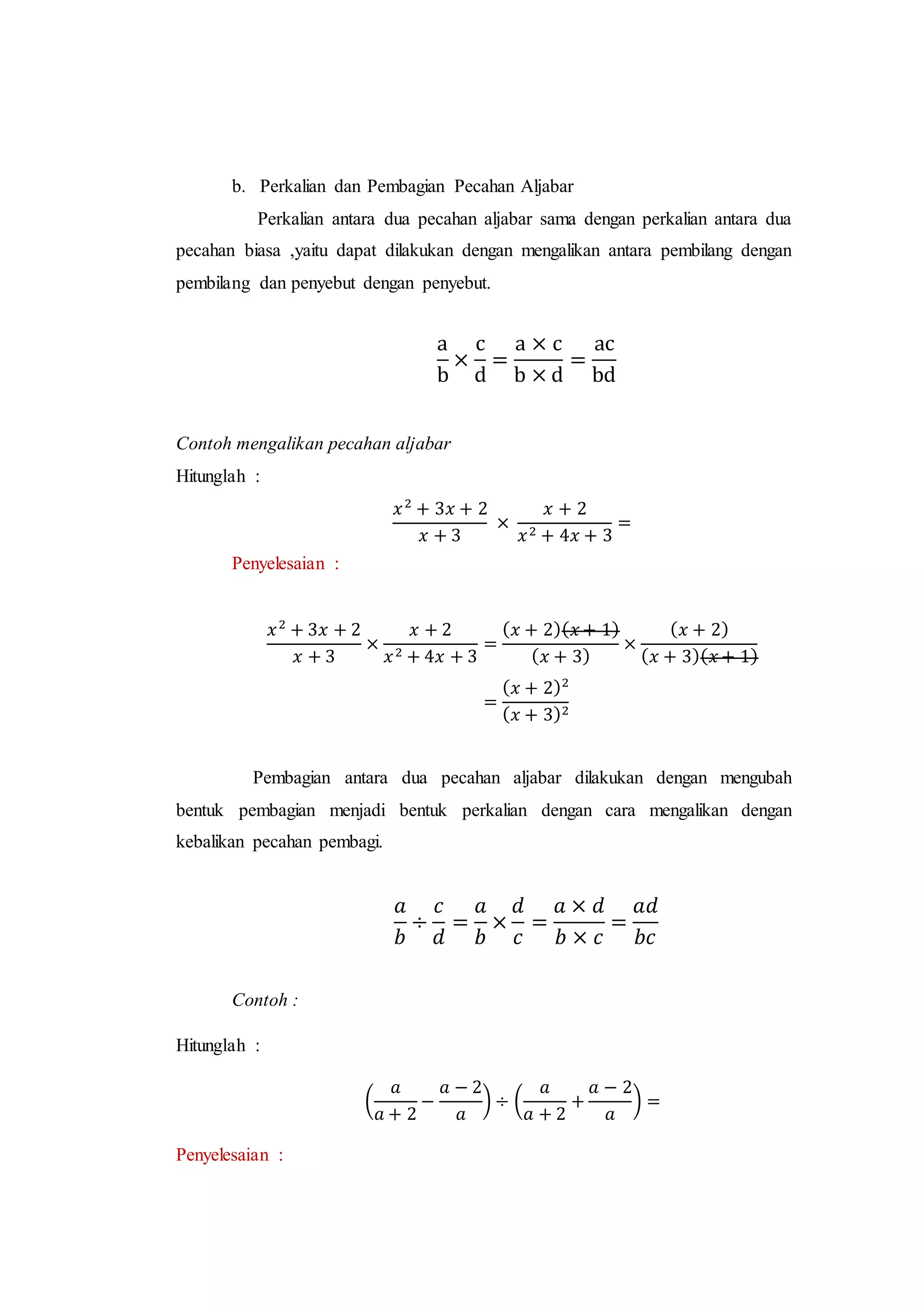 Materi Aljabar pecahan | DOCX