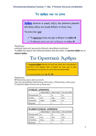 Επαναληπτικές Ασκήσεις Γλώσσας, Γ' τάξη - 3η Ενότητα: Στη γη και στη ...