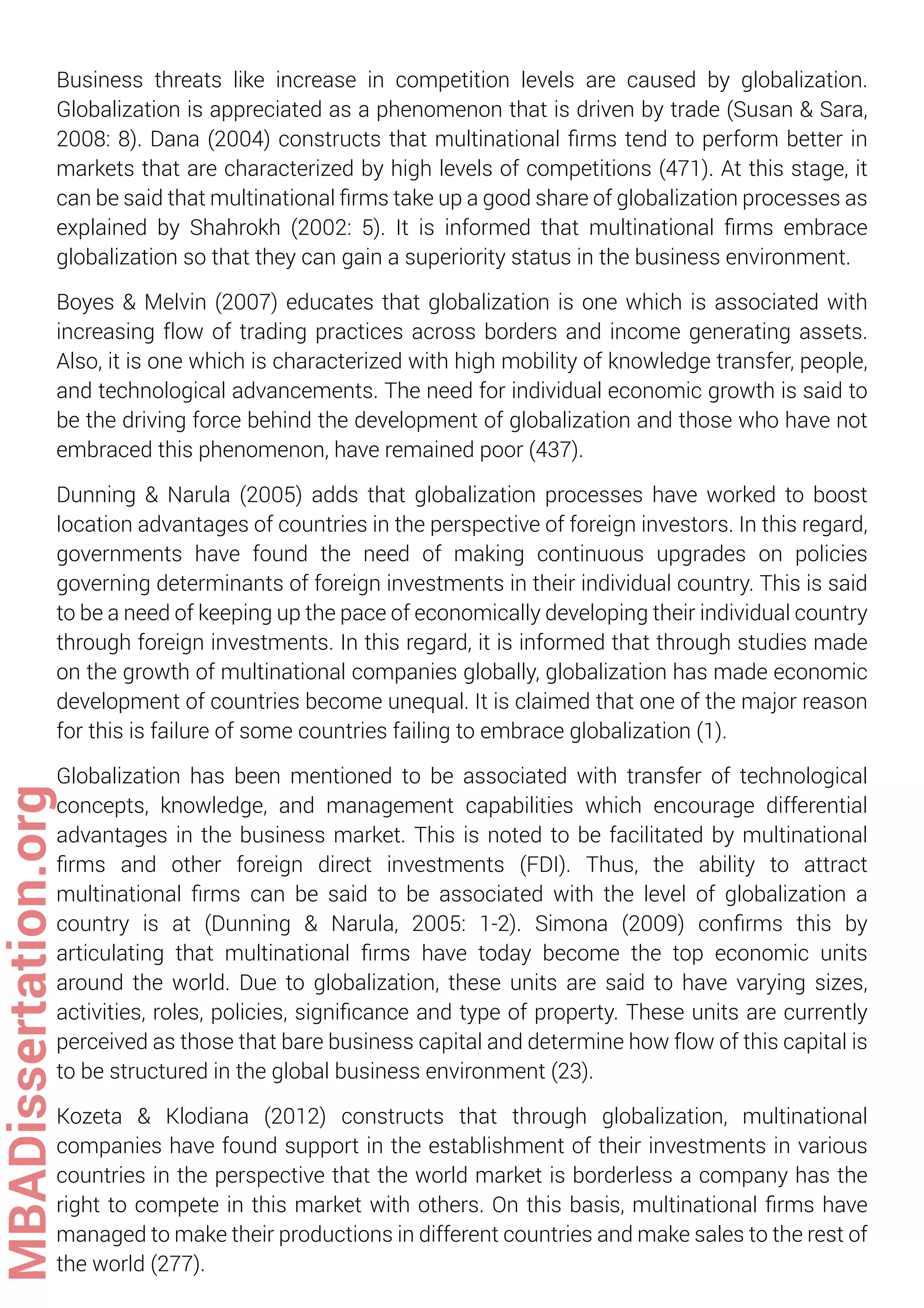 MBA Dissertation Sample on Globalization | PDF