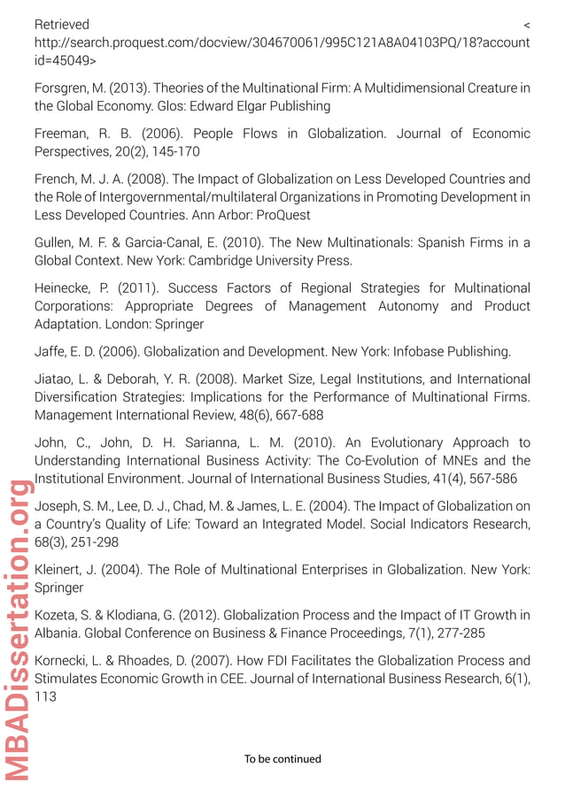 MBA Dissertation Sample on Globalization | PDF | Large Business | Business