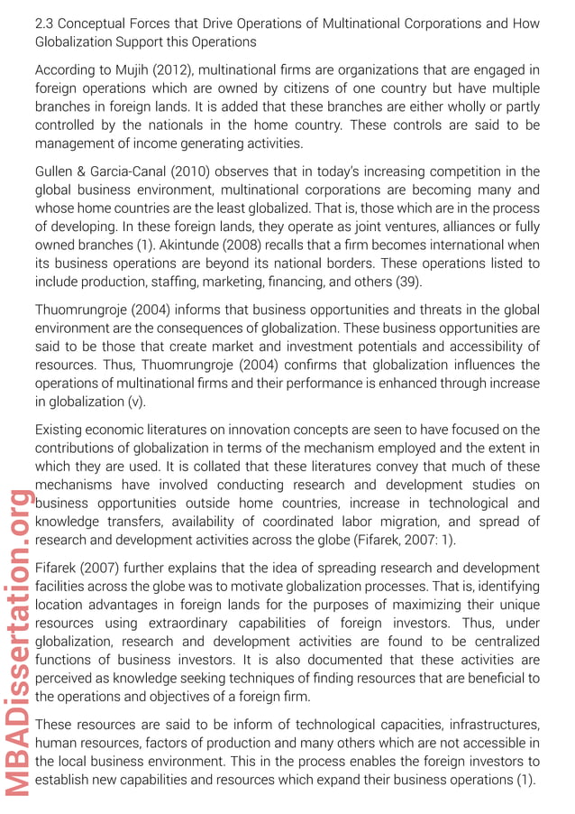 MBA Dissertation Sample on Globalization | PDF | Large Business | Business