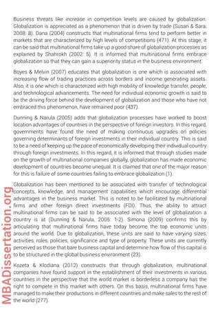 MBA Dissertation Sample on Globalization | PDF | Large Business | Business