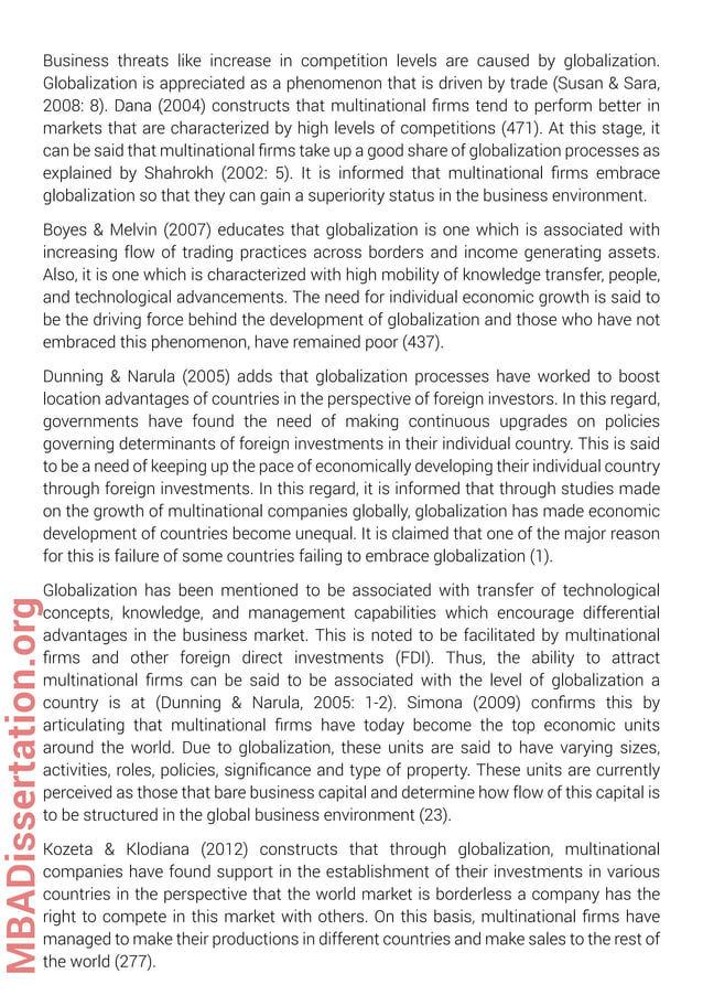 MBA Dissertation Sample on Globalization | PDF | Large Business | Business
