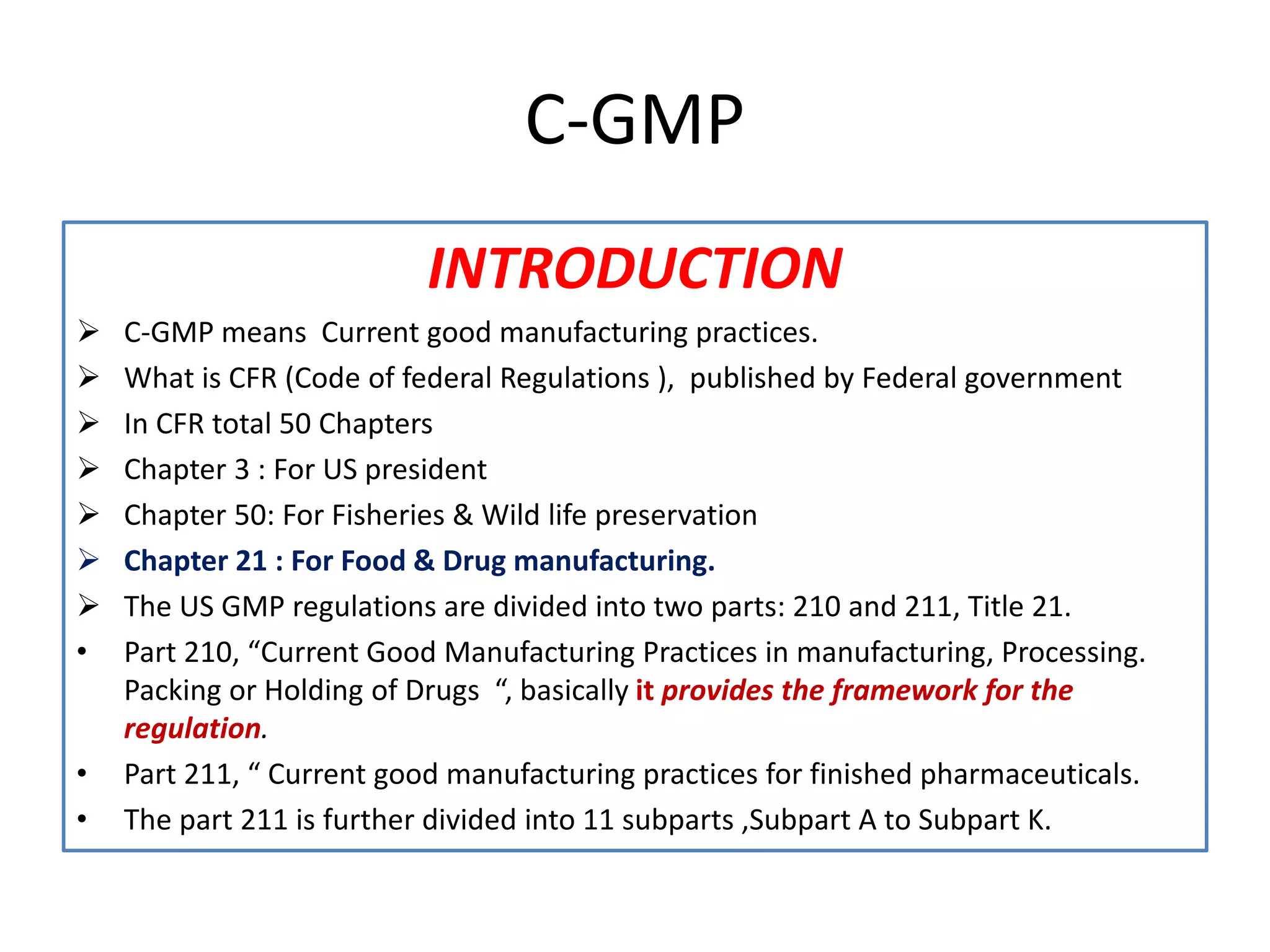 c gmp (current good manufacturing practices) | PPTX