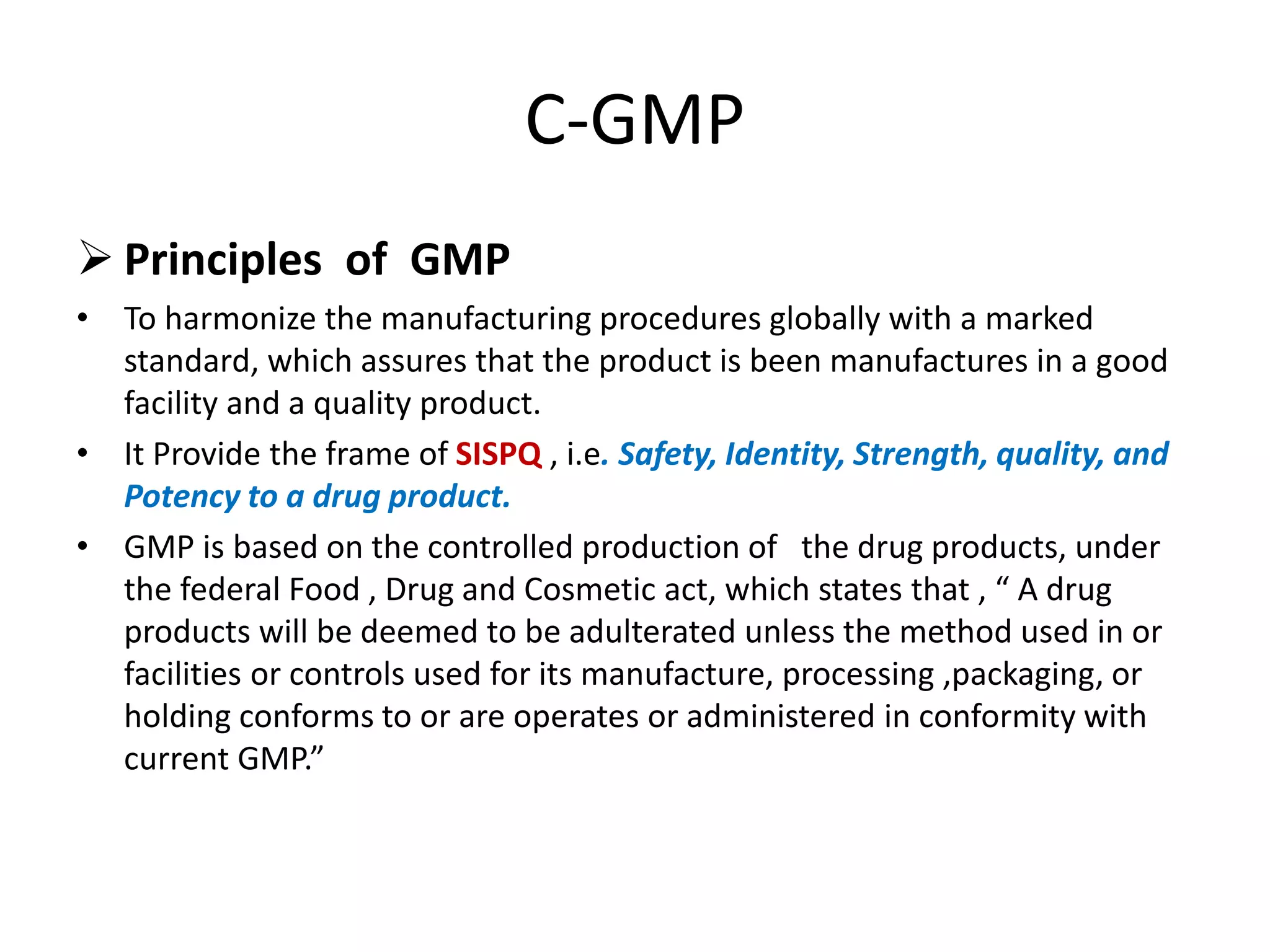 c gmp (current good manufacturing practices) | PPTX