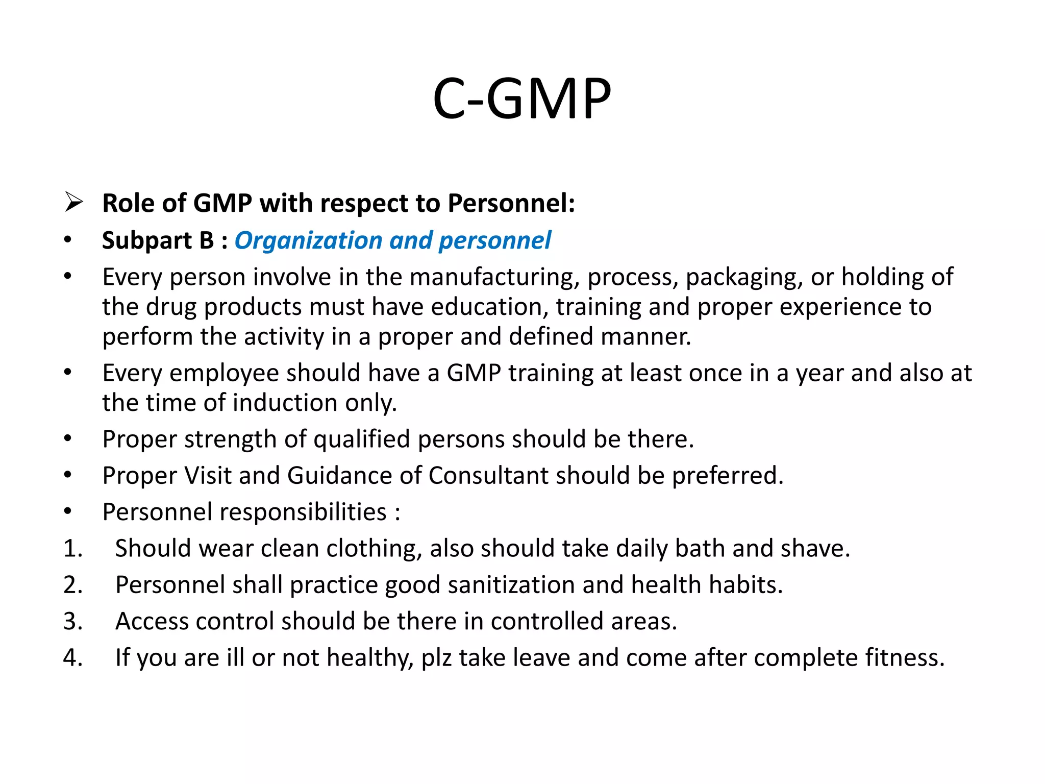 c gmp (current good manufacturing practices) | PPTX