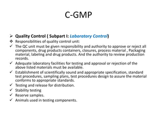 c gmp (current good manufacturing practices) | PPTX