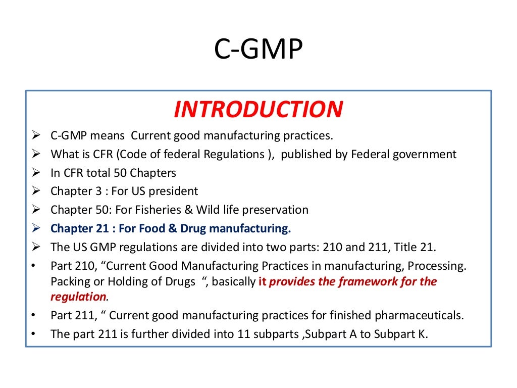 c gmp (current good manufacturing practices)