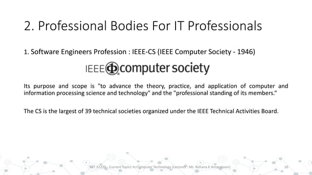 Professional bodies in IT | PPTX | IT and Internet Support | Internet