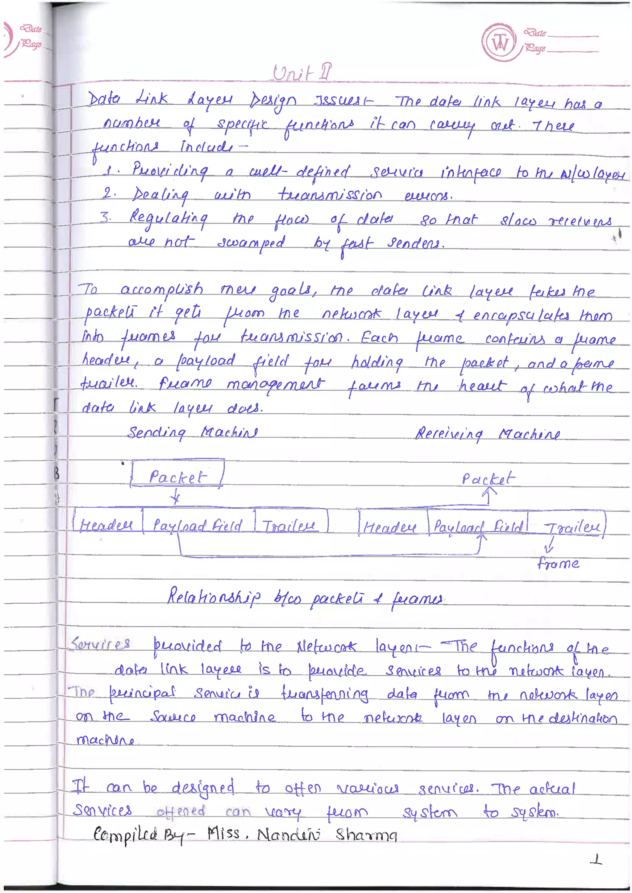 Computer Network Notes (Handwritten) UNIT 2 | PDF