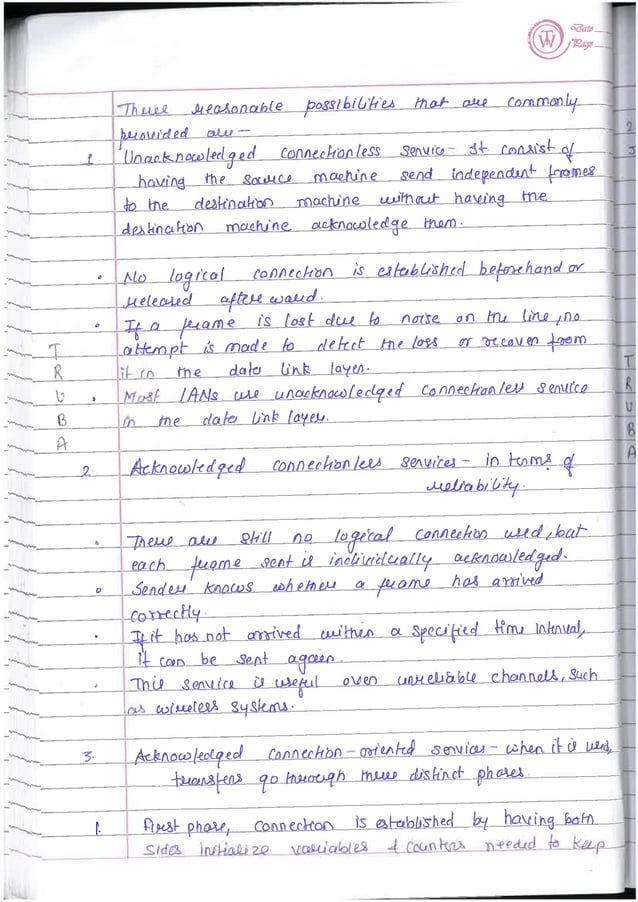 Computer Network Notes (Handwritten) UNIT 2 | PDF