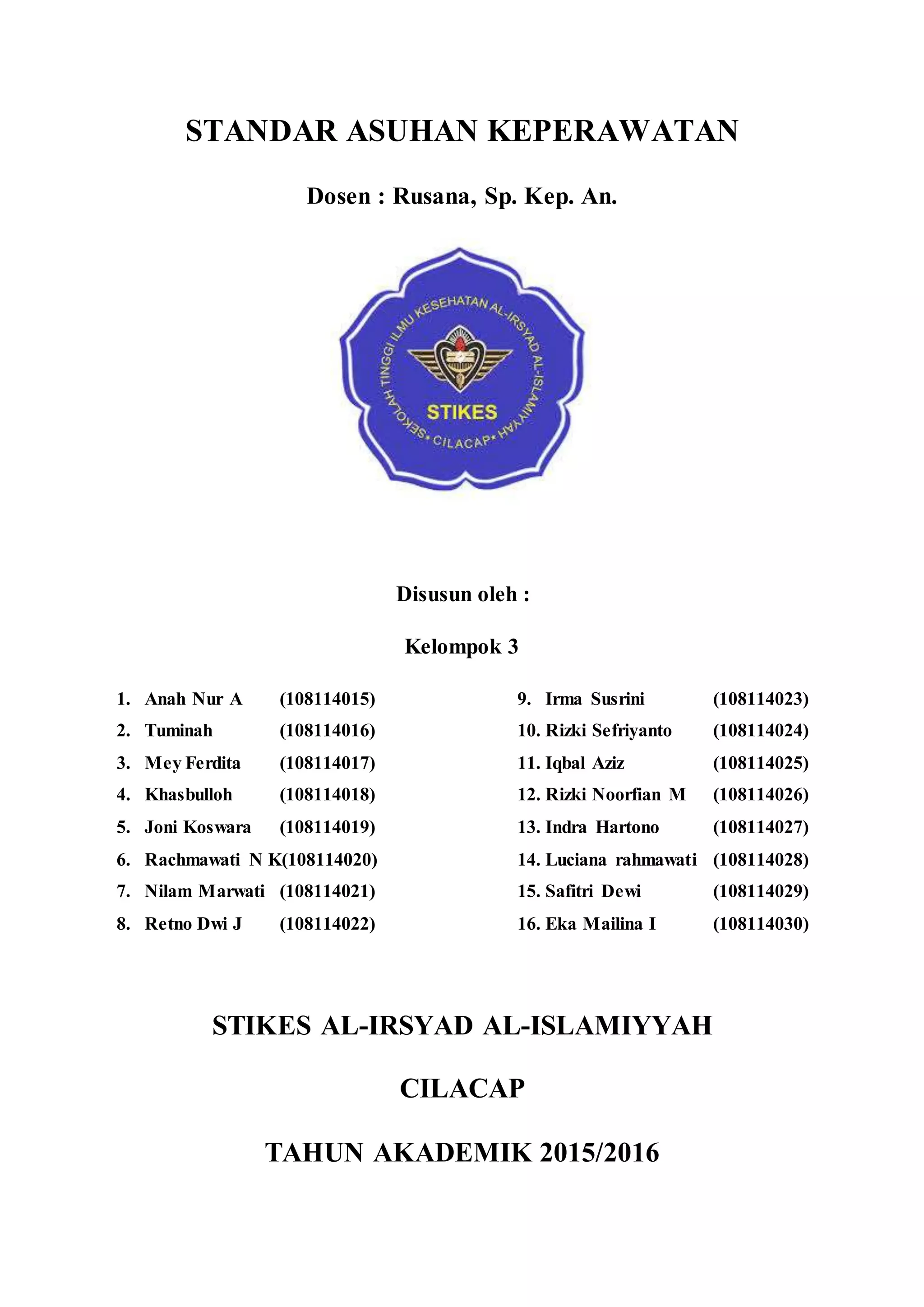 Standar asuhan keperawatan | DOCX