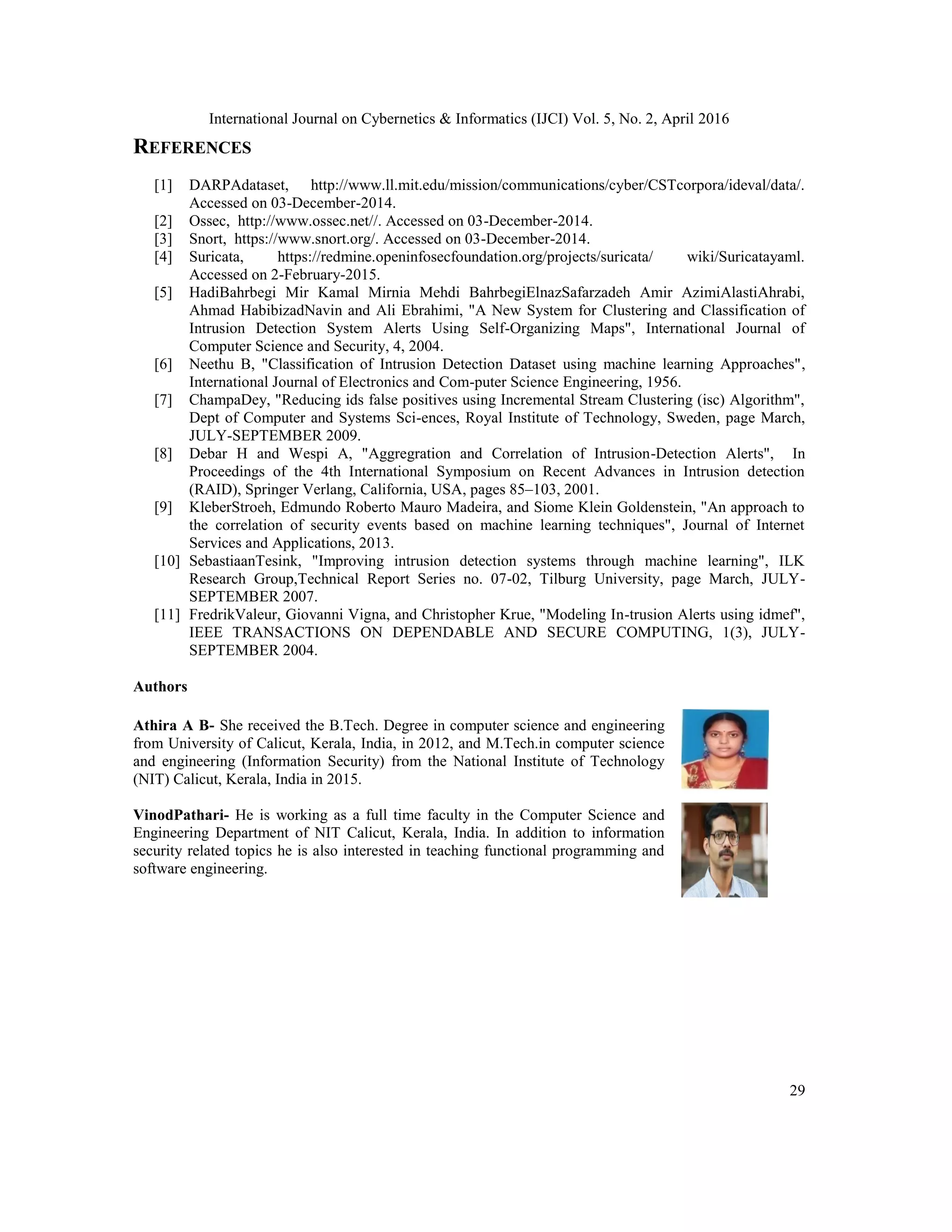 STANDARDISATION AND CLASSIFICATION OF ALERTS GENERATED BY INTRUSION DETECTION SYSTEMS | PDF