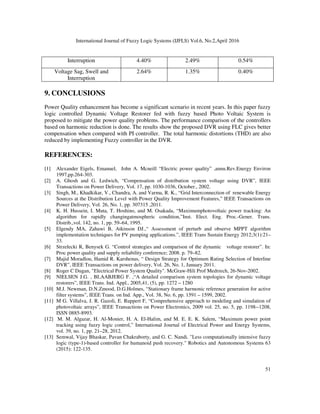 Implementation of Fuzzy Controlled Photo Voltaic Fed Dynamic Voltage Restorer to Mitigate Power ...