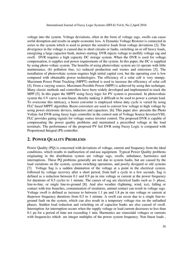 Implementation of Fuzzy Controlled Photo Voltaic Fed Dynamic Voltage Restorer to Mitigate Power ...