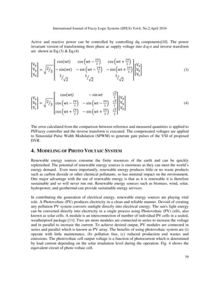 Implementation of Fuzzy Controlled Photo Voltaic Fed Dynamic Voltage Restorer to Mitigate Power ...