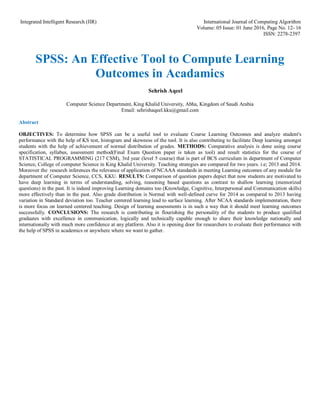 SPSS: An Effective Tool to Compute Learning Outcomes in Acadamics | PDF | Educational Assessment ...