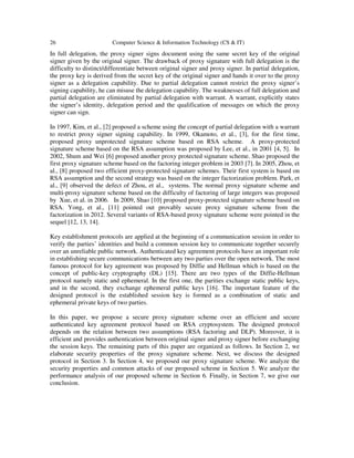 A PROXY SIGNATURE SCHEME BASED ON NEW SECURE AUTHENTICATED KEY AGREEMENT PROTOCOL | PDF ...