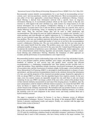 FHCC: A SOFT HIERARCHICAL CLUSTERING APPROACH FOR COLLABORATIVE FILTERING RECOMMENDATION | PDF