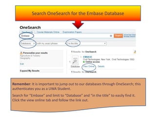 3. Embase database searching fgm | PPTX