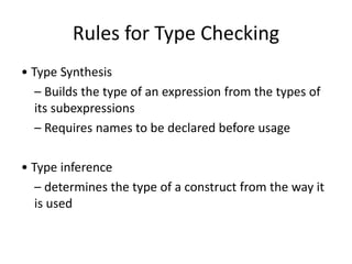 Type checking in compiler design | PPTX