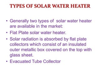 3. solar water heater | PPTX | Water Services | Home Utilities