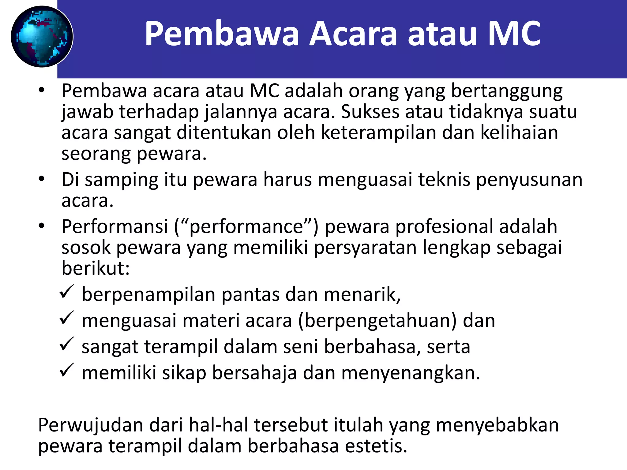 Memahami Tugas dan Tanggung jawab MC dan Protokoler__Materi Pelatihan ...