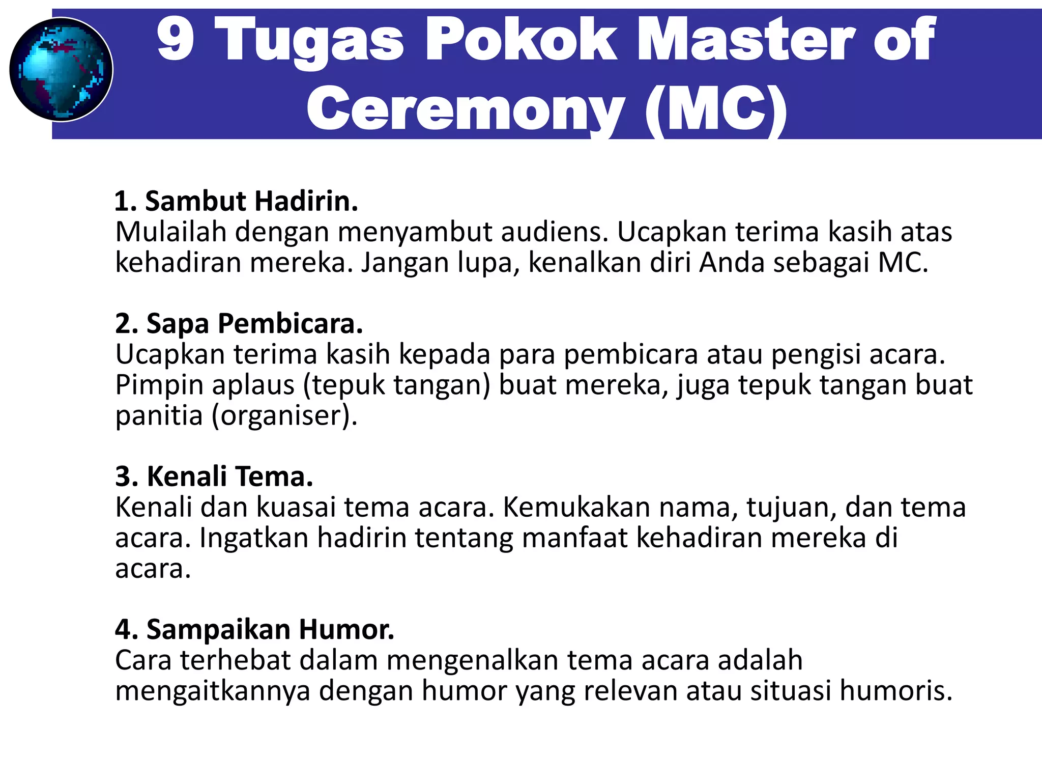 Memahami Tugas dan Tanggung jawab MC dan Protokoler__Materi Pelatihan ...