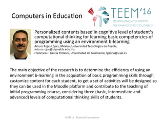 Research line: Computers in education | PPT