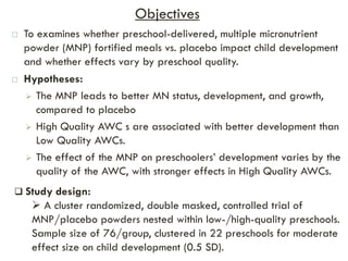 Impact of point of care multiple micronutrient fortification on anemia ...