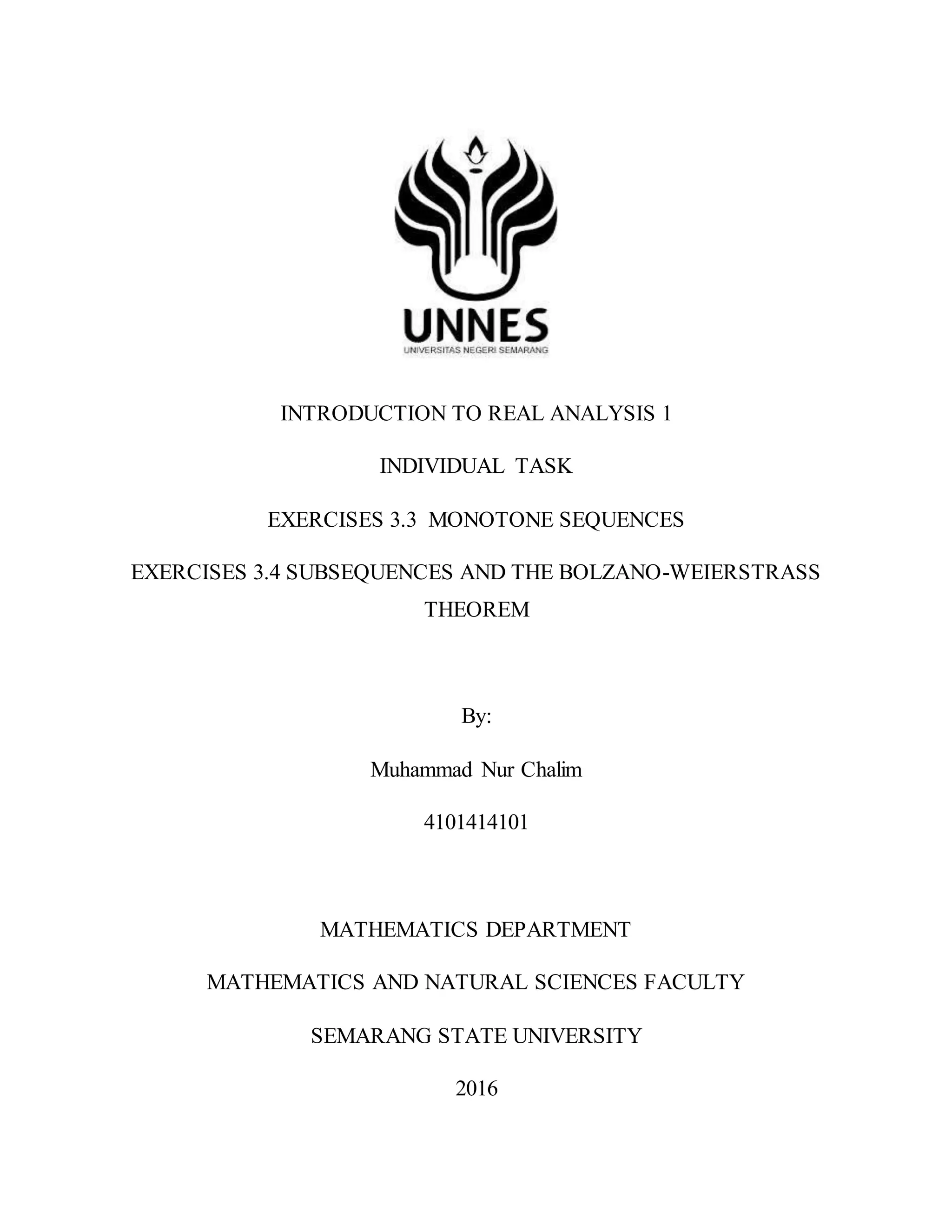 ANALISIS RIIL 1 3.3 dan 3.4 ROBERT G BARTLE | DOCX