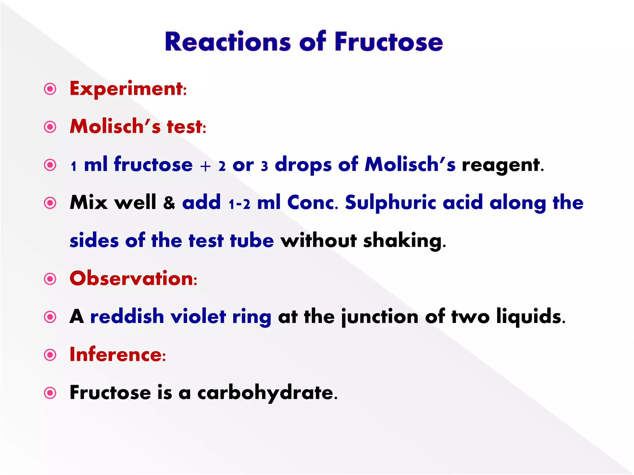 Reactions of fructose | PPTX
