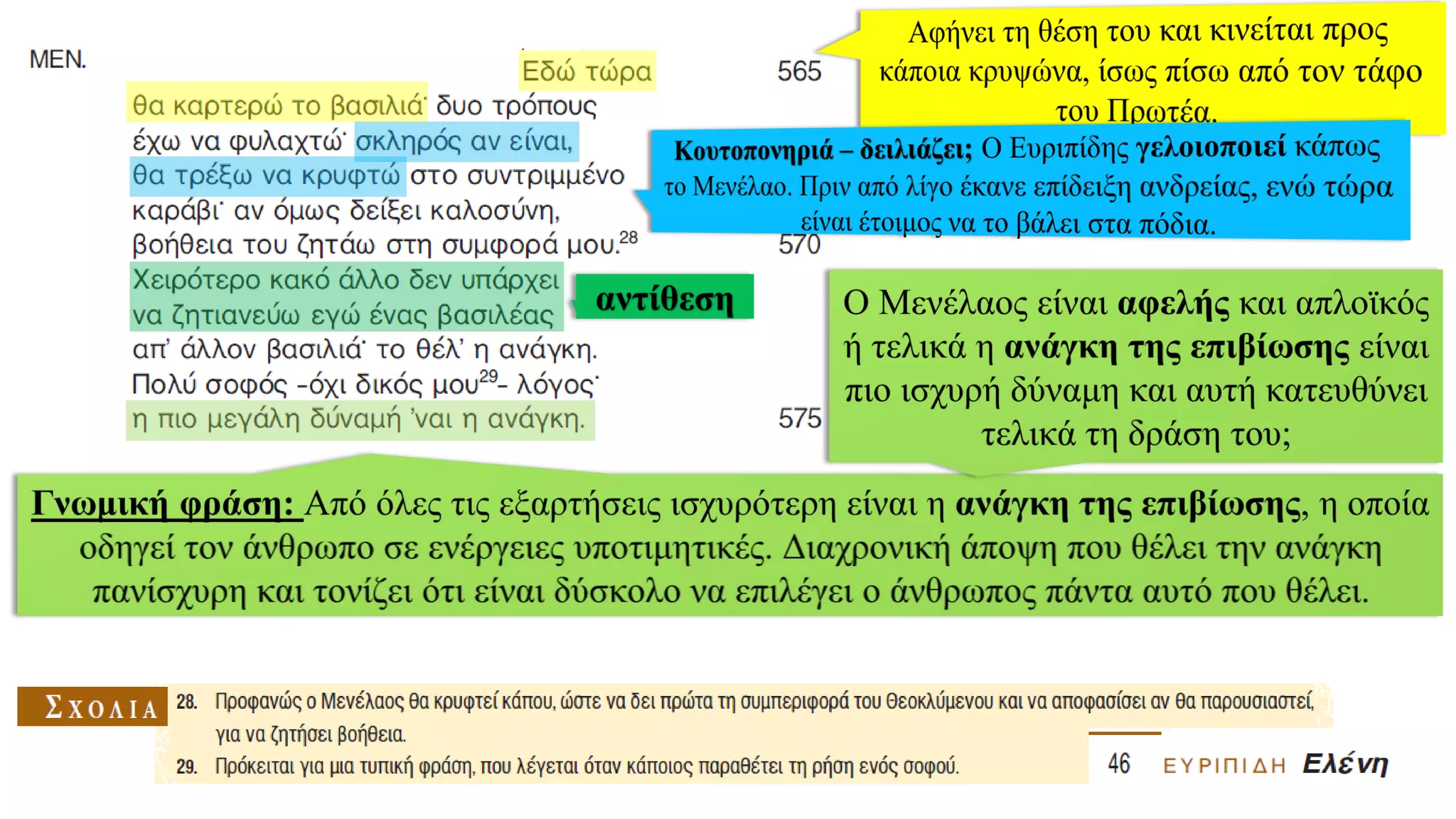 Ευριπίδη Ελένη, Α΄ Επεισόδιο, 3η σκηνή (στ. 542-575) | PDF