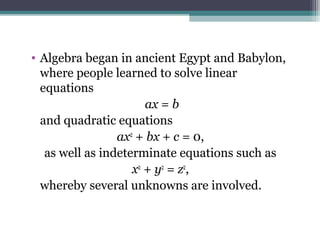 3.1 algebra the language of mathematics | PPT