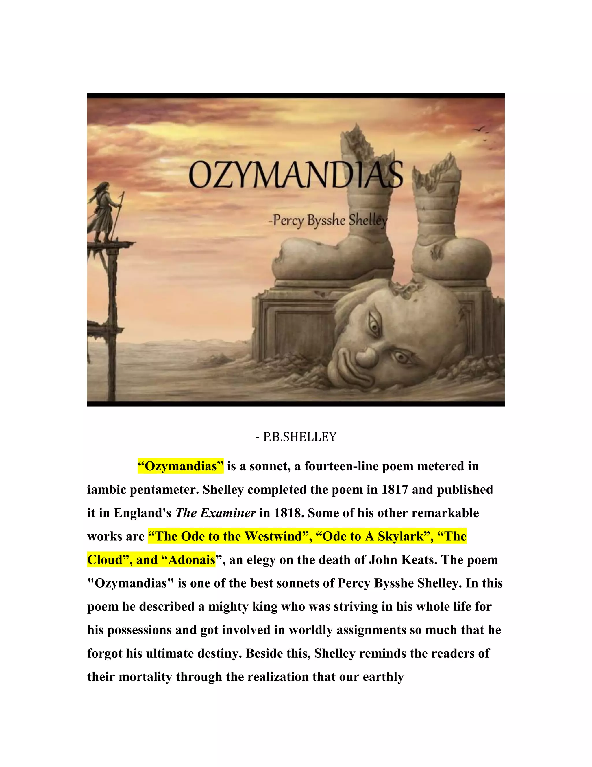 . ozymandias poem by shelly | PDF