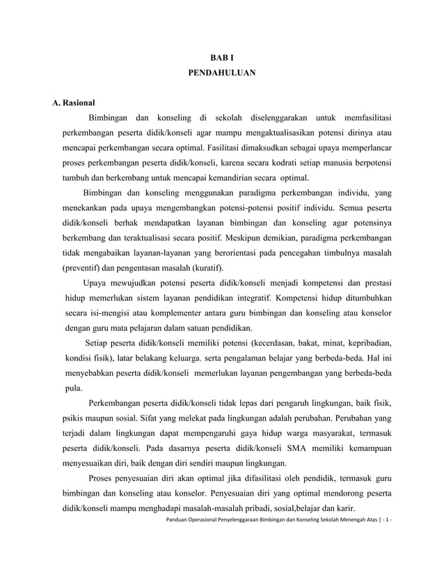 Panduan operasional BK di SMA (Uploaded by Yovian YP) | PDF