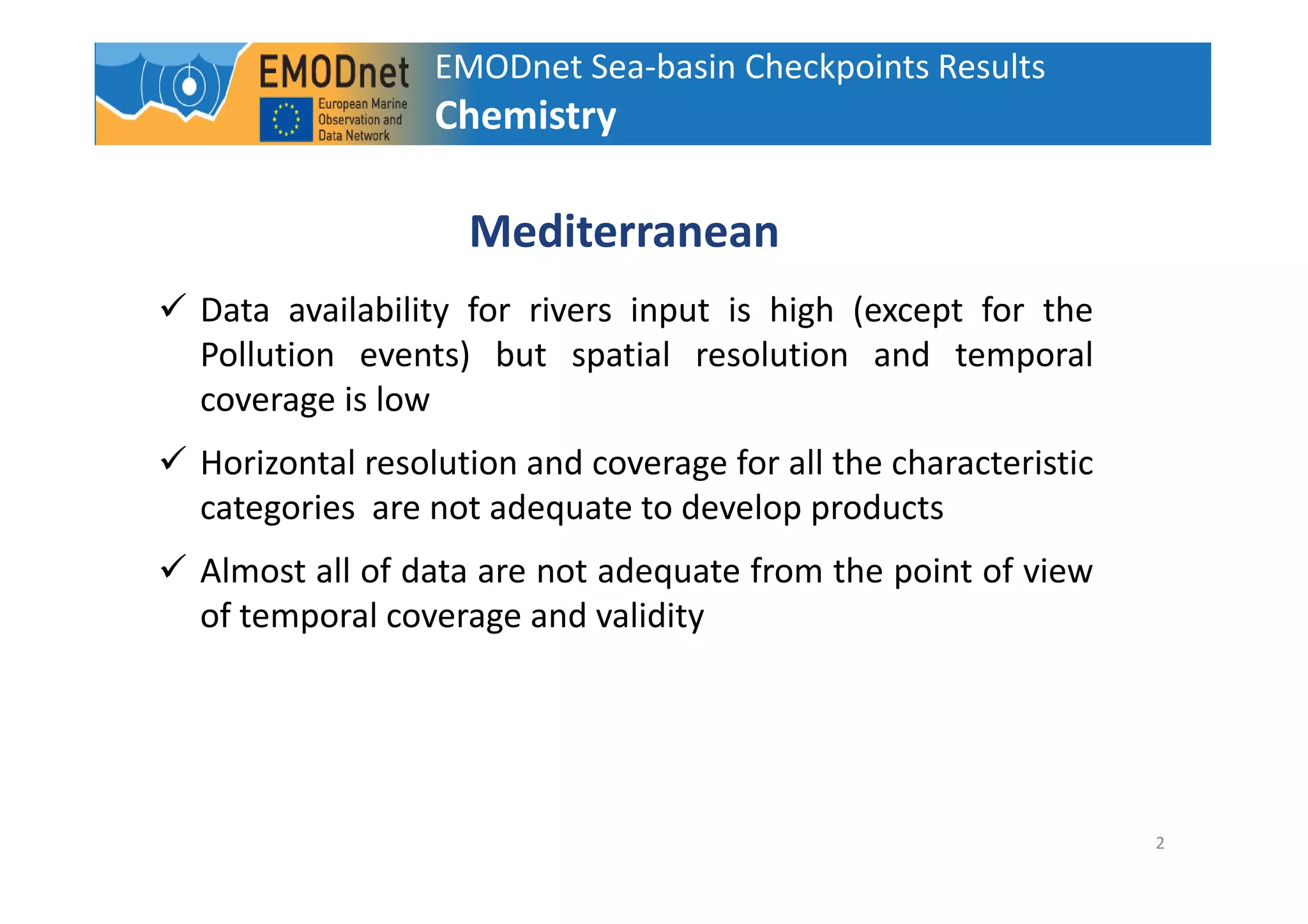 Results of the EMODnet Sea-basin Checkpoints: chemistry | PPT