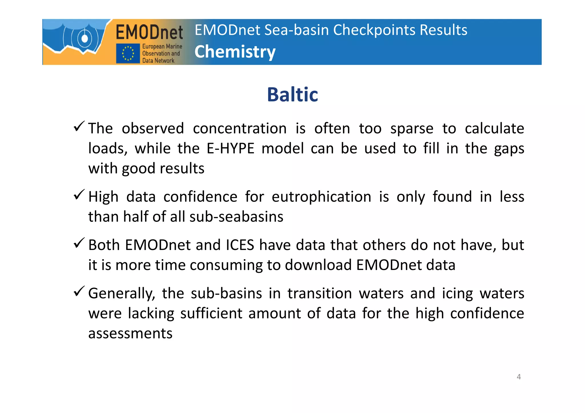 Results of the EMODnet Sea-basin Checkpoints: chemistry | PPT