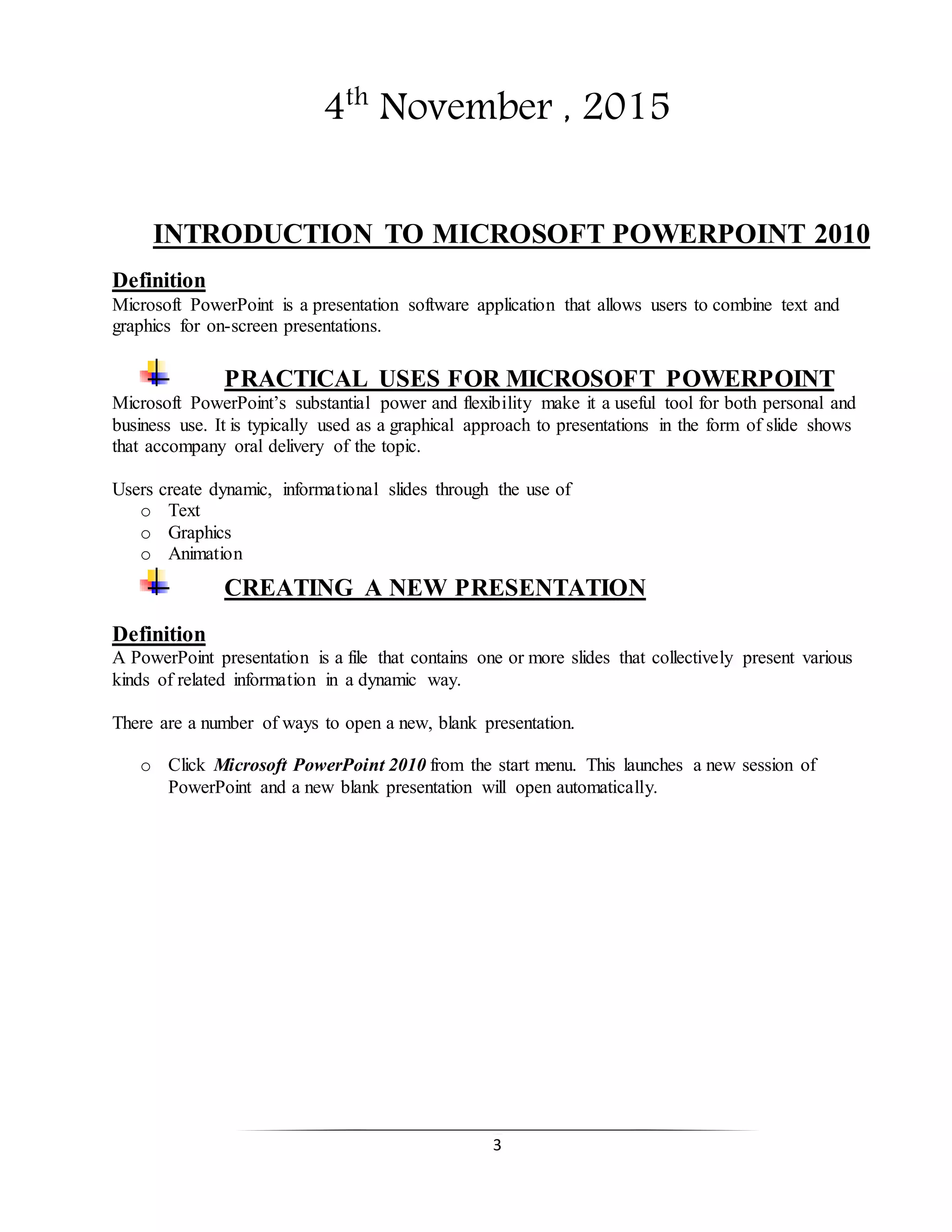 Step By Step Microsoft Power Point 2010 | DOCX
