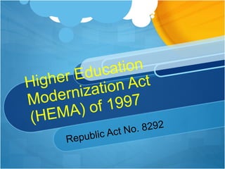 RA.8292 or HEMA of 1997 | PPTX