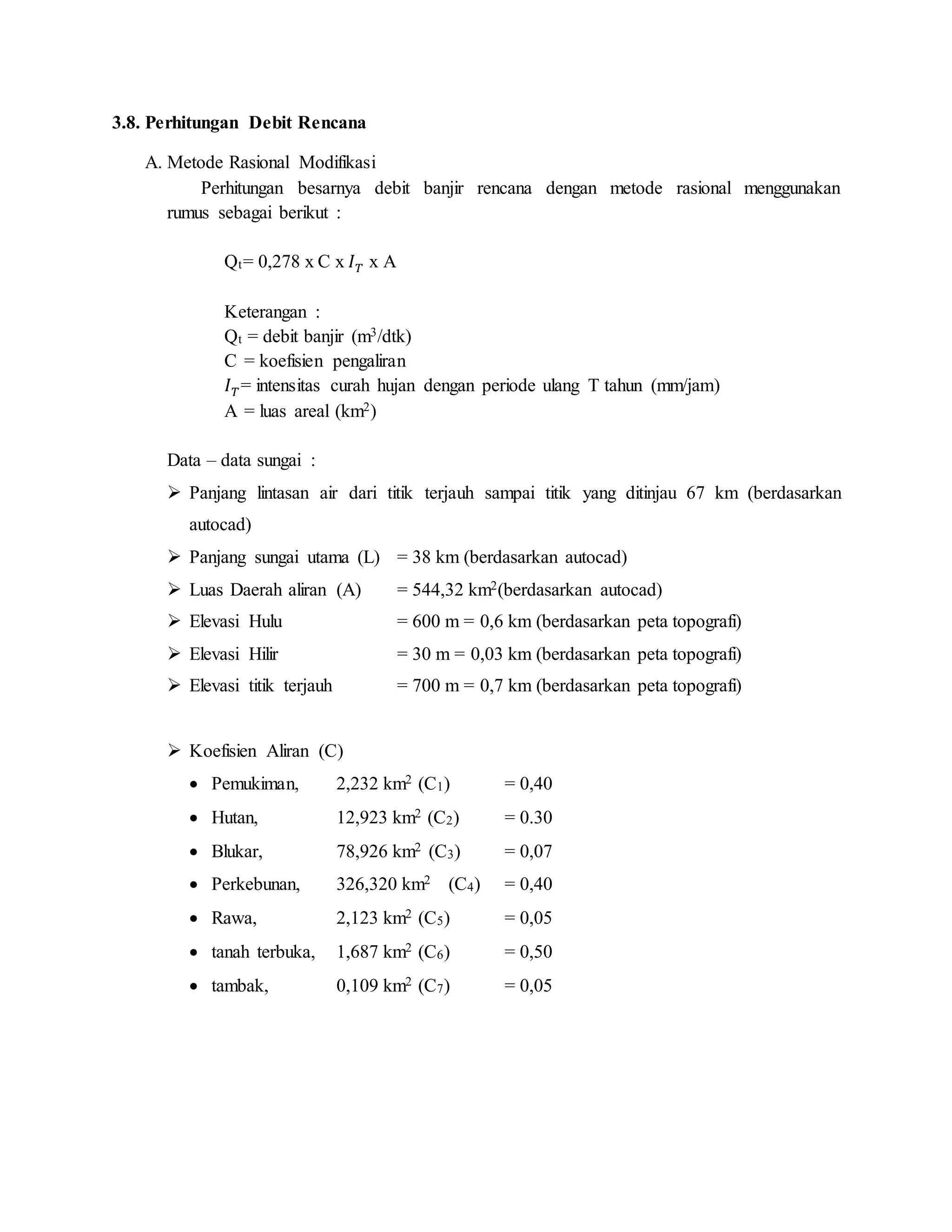 3.8 perhitungan debit rencana | DOCX