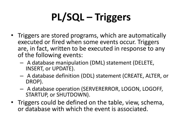 PL/SQL TRIGGERS