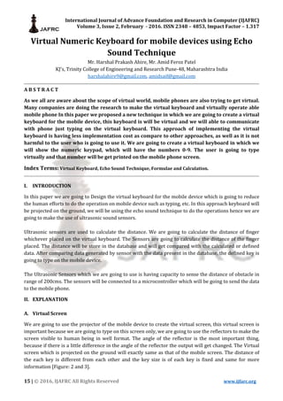 Virtual Numeric Keyboard for mobile devices using Echo Sound Technique | PDF | Computer ...