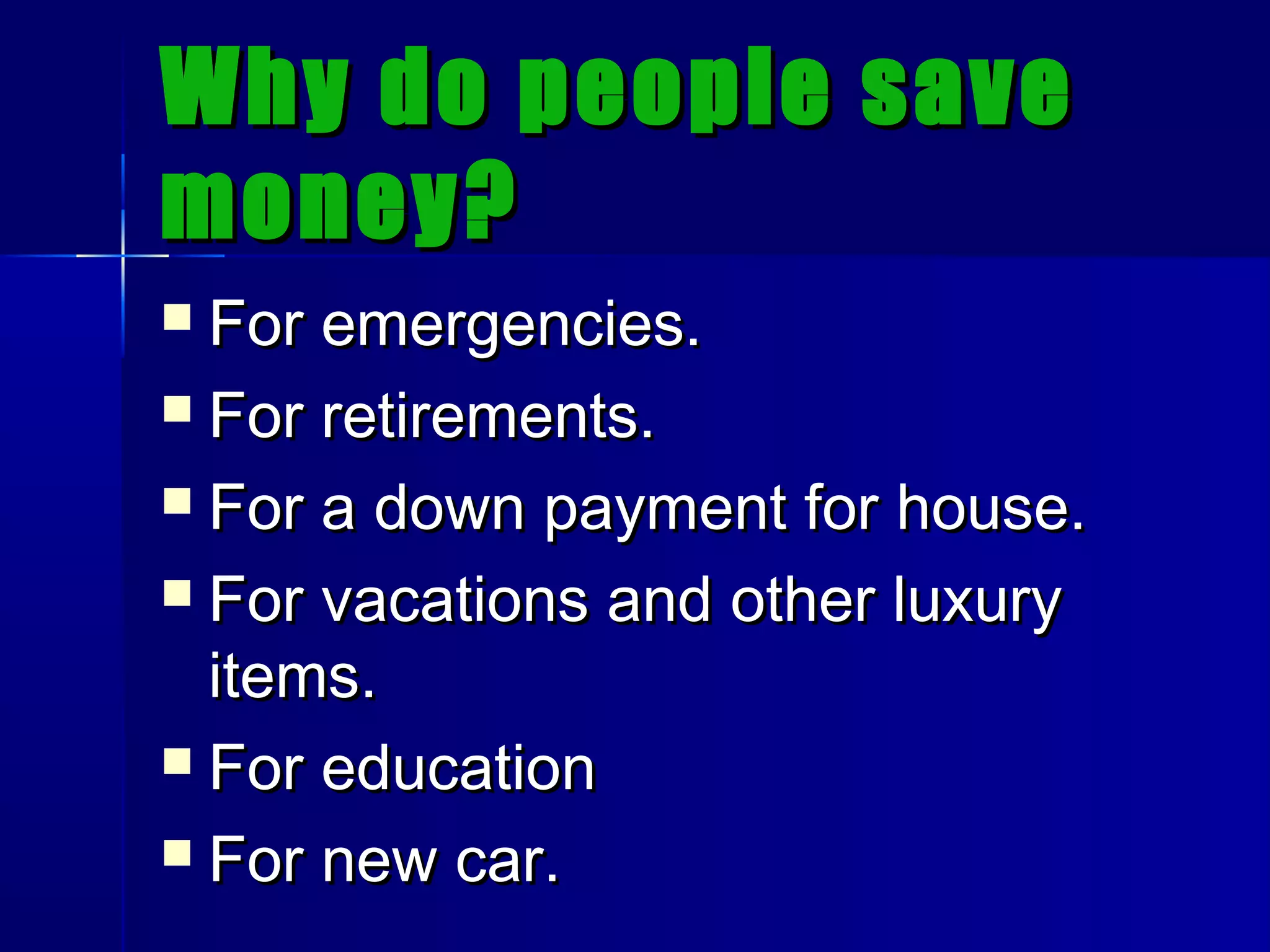 Presentation on Savings | PPT