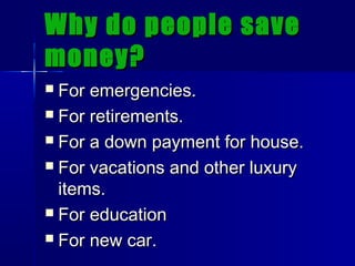 Presentation on Savings | PPT