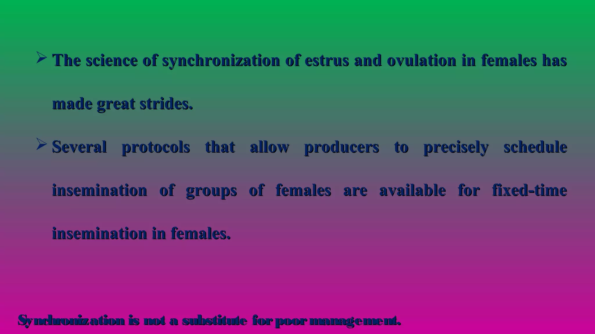 Presentation Protocols For Synchronization Of Estrus Ppt