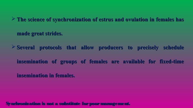 Presentation Protocols For Synchronization Of Estrus Ppt Reproductive Health Diseases And